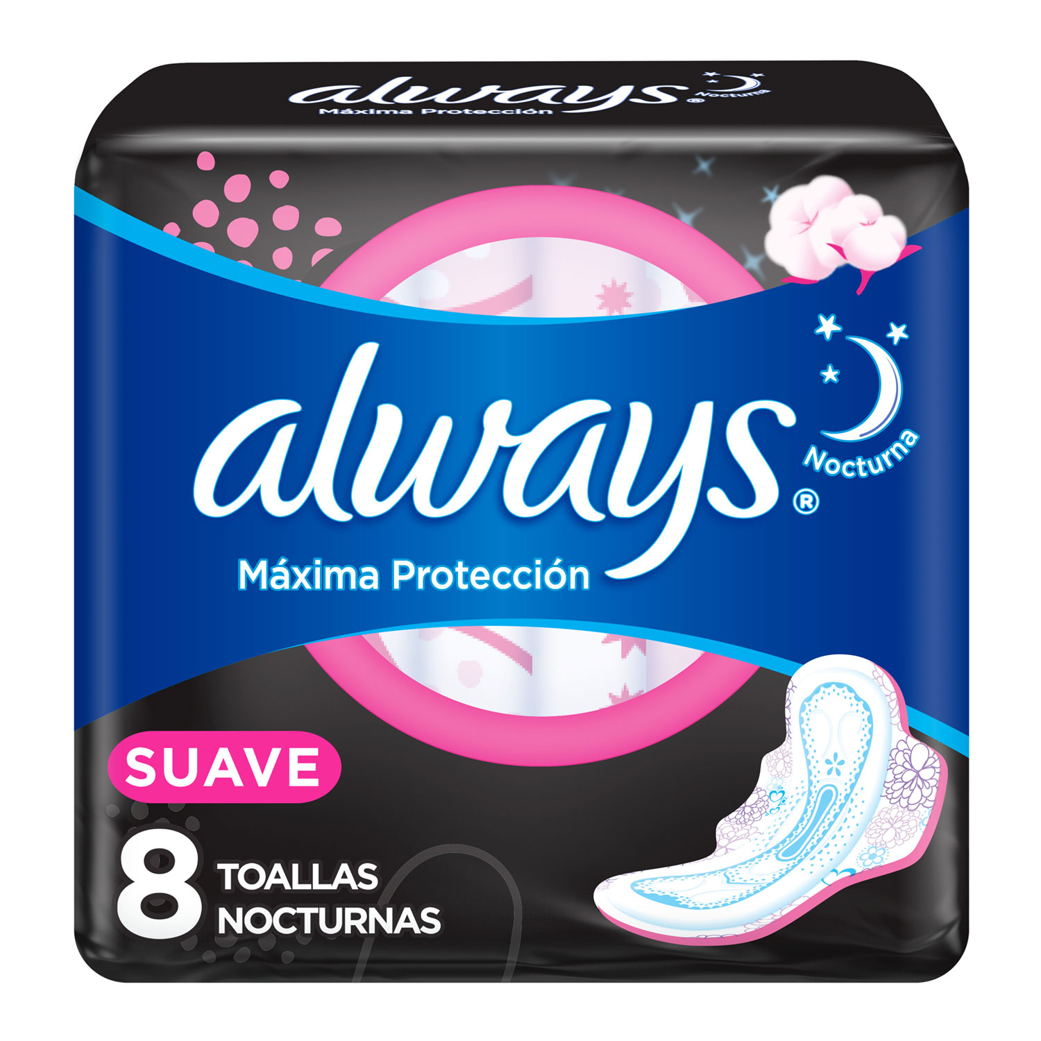 Toallitas Femeninas Always Máxima Protección Noche Suave X 8 U – Leburé